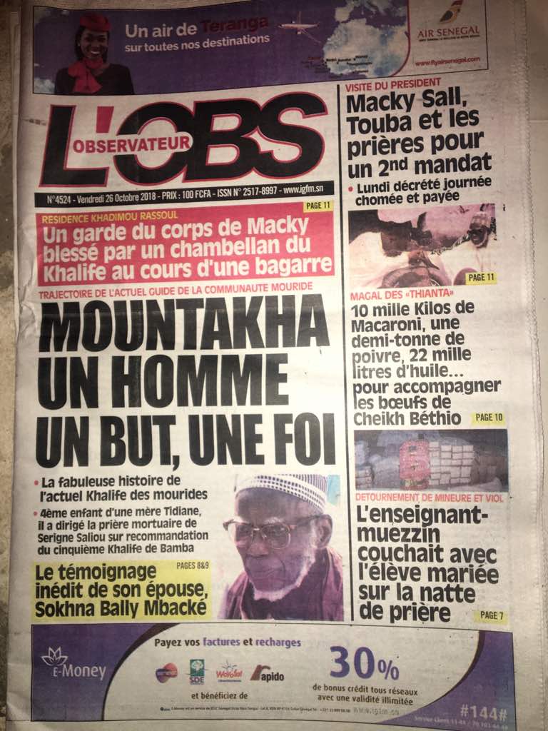 Voici les UNES des Journaux du samedi 27 octobre 2018