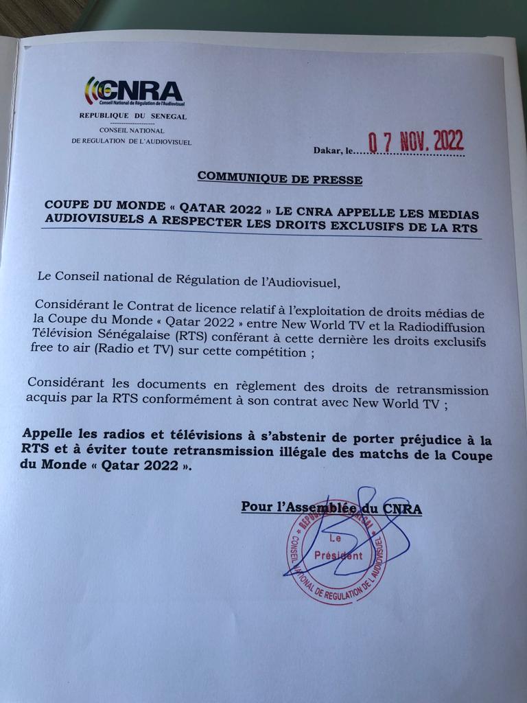 Qatar 2022 Le Cnra Appelle Les Médias à Respecter Les Droits Exclusifs