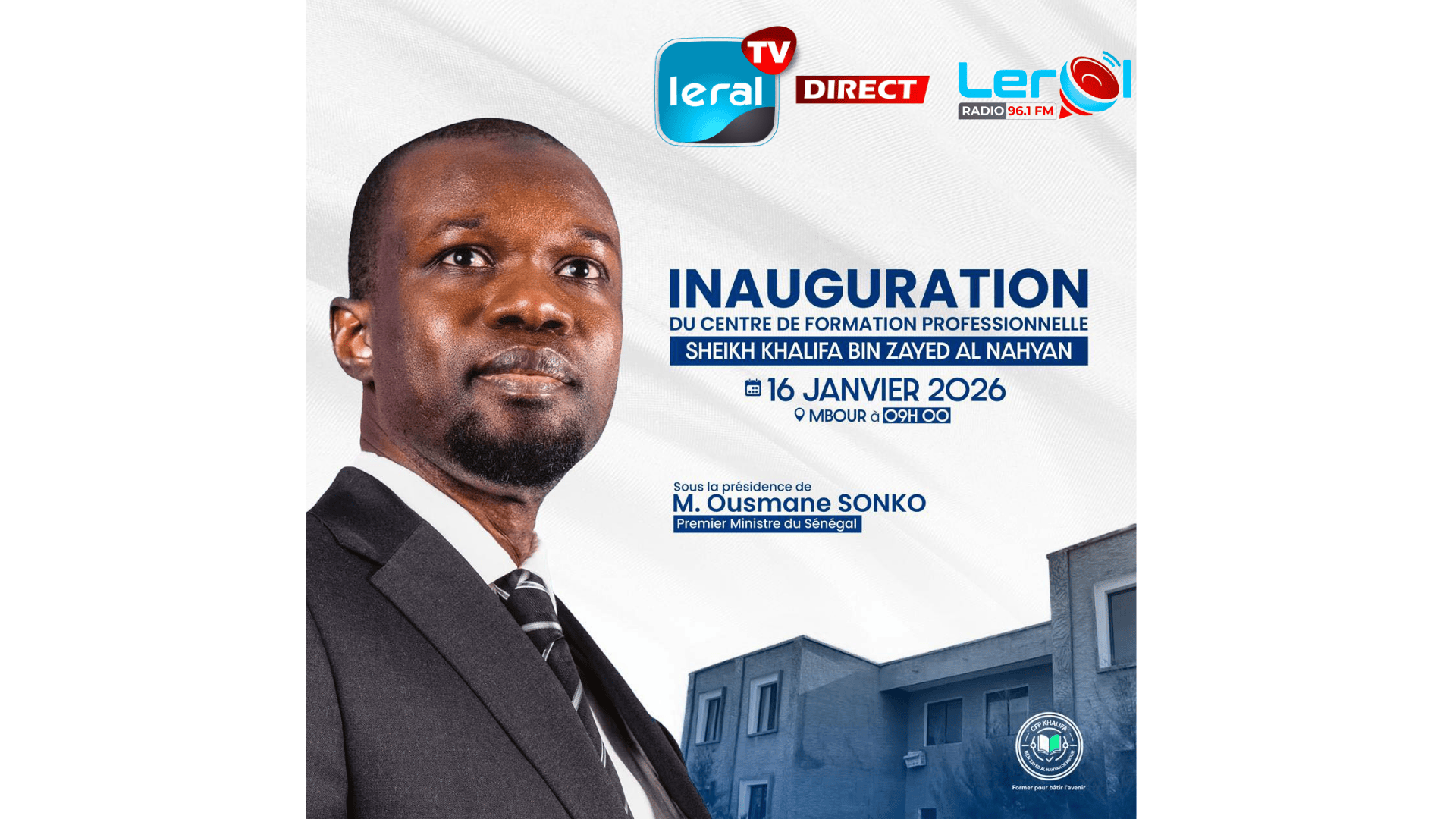 Inauguration du CFP Khalifa Ben Zayed Al Nahyan à Mbour : Ousmane Sonko ...